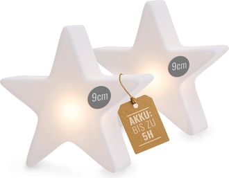 8 Seasons design LED Sterne Mini-Leuchten Set Shining Star Micro XS Duo - Dekolampen 9 cm - kabellos mit Akku, USB-C aufladbar - Tischdeko, leuchtende Winterdek