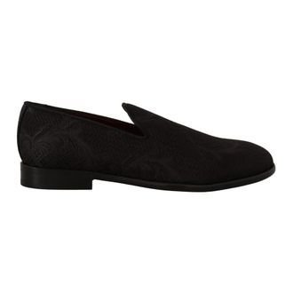 Dolce & Gabbana Schwarze Blumen Brokat Hausschuhe Loafers Schuhe - - Shoes - Herren - Schwarzk - 39 EU