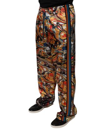 Dolce & Gabbana Marble Print Satin Joggers - Multicolor