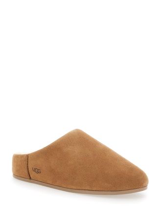 UGG Womens Beige Mules With Logo Lettering And Shearling Lining Leather