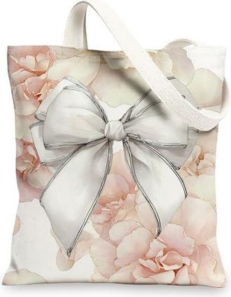 Generic Sacs fourre-tout en toile à motif floral - Design élégant - Réutilisables - Style vintage chic - Légers et lavables - Pour salle de sport, voyage, pla