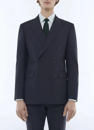 Fursac Veste de costume crois&eacute;e en toile - Taille 44 - Homme