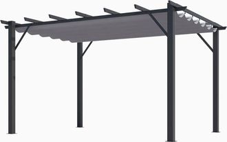Foresta Foresta - Habrita Pergola en aluminium gris anthracite 100x100 mm ép.1,2 mm toiture gris 140 gr/m2 - PER4030GG