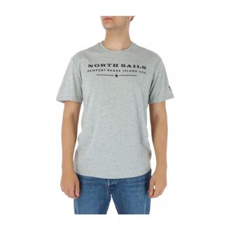 North Sails Homme, Tops, Gris, Taille: XL T-shirt Jaune Manches Courtes Col Rond