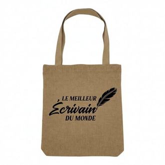 Fabulous Sac Shopping Tote Bag Aspect Lin - Le Meilleur Ecrivain du Monde Litt&eacute;rature Roman Livre Histoire - Sac de Courses Toile Epaisse 360g Beige Naturel Ca