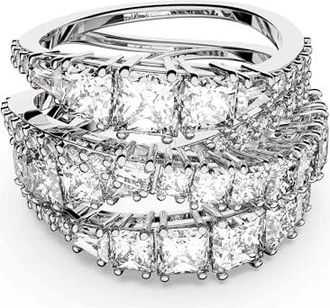 Swarovski Bague Twist Wrap, Tailles variées, Blanche, Métal rhodié