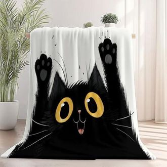 Generic Imprim&eacute;e Animal Mignon de Dessin anim&eacute; Chat Couverture en Peluche, Blanc Couverture De Lit en Microfibre Douce Et Chaude, Automne/Hiver Couvertures po