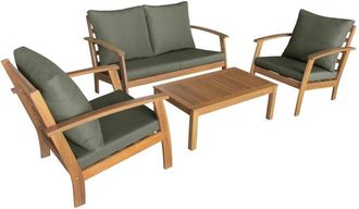 Sweeek Salon de jardin en bois 4 places - Ushua&iuml;a - Canap&eacute;. fauteuils et table basse en acacia. design Bois / Kaki