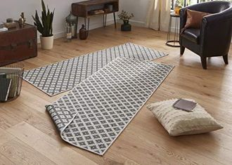 Northrugs In- und Outdoor Teppich Nizza 80x350cm - Wendeteppich Wetterfest Modernes Geometrisches Muster Läufer für Balkon Terrasse Garten Wintergarten Wohnzimm