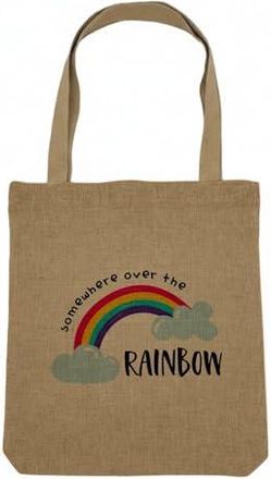 Fabulous Sac Shopping Tote Bag Aspect Lin - Somewhere Over the Rainbow Musique Chanson Arc en Ciel - Sac de Courses Toile Epaisse 360g Beige Naturel Cabas Port