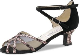 Werner Kern Chaussures de danse Blair pour femme - Daim/cuir - Noir/multicolore - Talon &eacute;vas&eacute; de 5,5 cm - Fabriqu&eacute;es en Italie, Noir multicolore, 37 1/3 EU