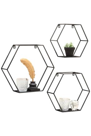 Landscape Wandregalset, Schwarz, Metall, 40x35x10 cm, Wohnzimmer, Regale, Wandregale