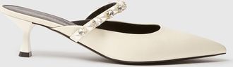 Stella McCartney Elsa Pearl-Embellished Kitten Heels, Woman, Buttermilk, Size: 41