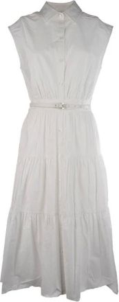Michael Kors Femme, Robes, Blanc, Taille: 38 FR Chemisier Dress with Belt