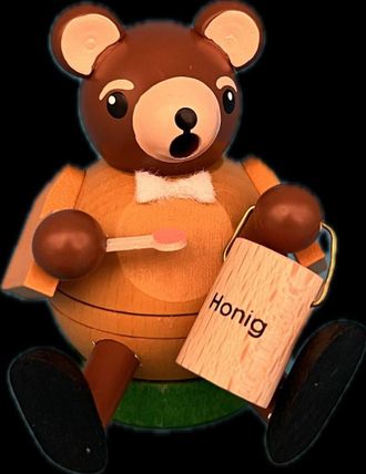 Rudolphs Schatzkiste R&auml;ucherfigur B&auml;r mit Honigtopf bunt H&ouml;he 8cm NEU Braunb&auml;r R&auml;uchermann Rauchmann R&auml;ucherfigur Rauchen Rauchfigur R&auml;ucherkerze Smoker