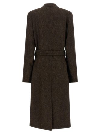 Maison Margiela Herringbone Wool Coat - Brown
