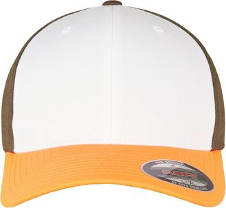 Flexfit 3-Tone Baseball Cap, Neonorange/White/Olive, L/XL