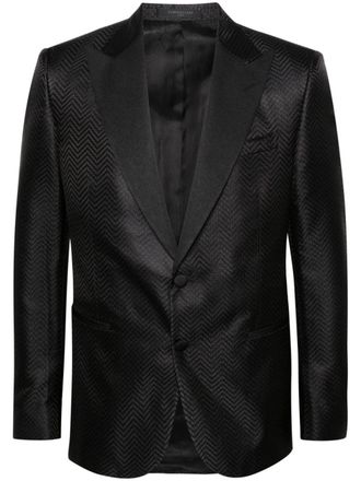 Corneliani blazer en soie &agrave; simple boutonnage - Noir