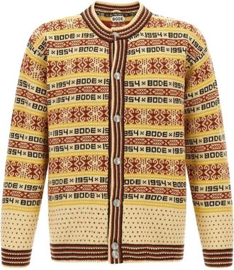 Bode Homme, Pulls, Multicolore, Taille: M Cardigan Boutonné Col Ras du Cou