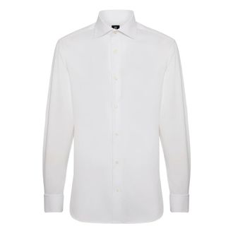 Boggi Milano Homme, Chemises, Blanc, Taille: XS Chemise en coton pinpoint coupe slim