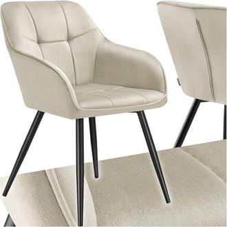 TecTake TecTake Chaise de Salle &agrave; Manger rembourr&eacute;e Moderne Chaise Velours satin&eacute; Fauteuil Salon Fauteuil Scandinave Pieds en Acier &Eacute;l&eacute;gant Chaises pour Coiff