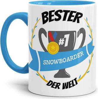 Tassendruck Wintersport-Tasse Bester Snowboarder Innen & Henkel Hellblau/Olympia/Winter/Kalt/Schnee/Sport/Mug/Cup/Geschenk/Beste Qualit&auml;t - 25 Jahre Erfahrung