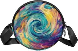 Generic Petit sac &agrave; bandouli&egrave;re circulaire pour femme, petit sac &agrave; bandouli&egrave;re avec fermeture &eacute;clair, bretelles r&eacute;glables, sac &agrave; main rond d&eacute;contract&eacute; pour fe