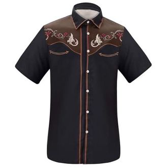 Generic Chemise &agrave; manches courtes pour homme, grande taille, boutonn&eacute;e, coupe d&eacute;contract&eacute;e, col standard, chemise d&eacute;t&eacute; l&eacute;g&egrave;re et respirante, cardigan d&eacute;contra