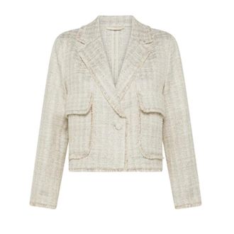 Seventy Femme, Vestes, Beige, Taille: 42 FR Tweed Cropped Jacket