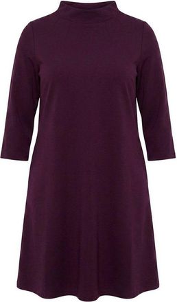 Ulla Popken Minikleid Punto-Kleid A-Linie Stehkragen 3/4-Arm Taschen