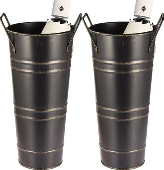 Generic Regenschirm-Eimer-Set - 2 St&uuml;ck Metall und Blumeneimer, vielseitiger Aufbewahrungs-Organizer mit robuster Bodenvase, ideal zum Halten von Regenschirme