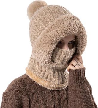 Generic Bonnet avec &eacute;charpe - Cordon de serrage - Protection des oreilles | Masque cache-cou pour lhiver - Pour temps chaud et froid, aventure, d&eacute;placement, r