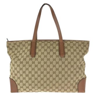 Gucci Pre-owned GG Canvas Leder Tote Bag - - Pre-owned - Damen - Beige - ONE SIZE