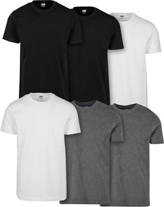 Urban Classics Basic Lot de 6 t-shirts pour homme, Noir/noir/blanc/anthracite/anthracite, 4XL