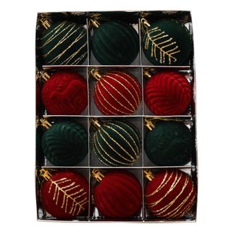 Generic Weihnachtskugeln Aus Samt - 12 St&uuml;ck Weihnachtskugeln, 2,36 Zoll Rotgr&uuml;ne Samtkugeln | Weihnachtsdekorative H&auml;ngende Kugeln, Kugeln, Ornamente, Weihna