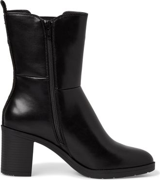 Jana Damen Stiefeletten mit Absatz aus Kunstleder Blockabsatz Weite H Mehrweite, Schwarz (Black), 36 EU