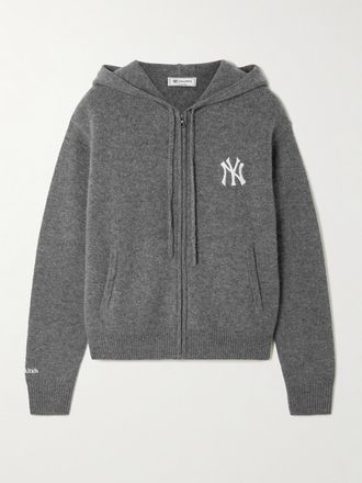 Sporty & Rich Pull &Agrave; Capuche En Cachemire Et Laine M&eacute;lang&eacute;s &Agrave; Broderies X 47 And New York Yankees - Gris