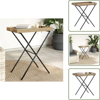 vidaXL The Living Store - Tabletttisch Klappbar Beige 65x40x75 cm Poly Rattan - Outdoor M&ouml;bel - Gartentisch - Tabletttisch - Klapptisch - Rattan Tisch