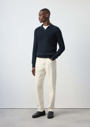 Mango Polo 100 % coton en maille c&ocirc;tel&eacute;e bleu marine - Homme - XXL - MANGO MAN