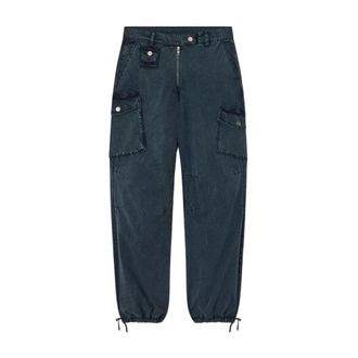 Ganni Hose aus gewaschener Stretch-Baumwolle - - Trousers - Damen - Blau - M