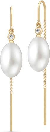 Julie Sandlau Femme, Accessoires, Jaune, Taille: ONE Size Boucles dOreilles Chaîne Perle Blanche