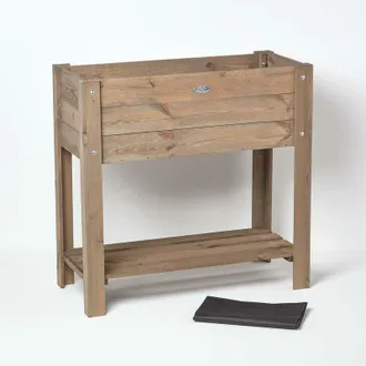 Homescapes Homescapes - Holz-Hochbeet mit Ablage - braun, 78 cm hoch