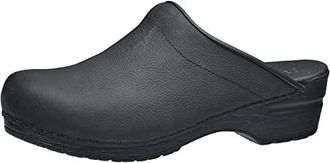 Sanita Sonja en Cuir huil&eacute; | Sabots Ouvert | Produit Original Fabriqu&eacute; &agrave; la Main pour Femme | Assise Plantaire de Forme Anatomique avec Mousse Souple | Noir 