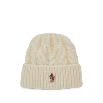 Moncler Cable-knit Ribbed-trim Beanie Hat