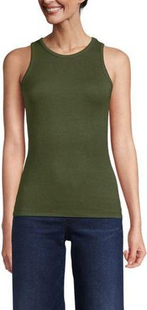 Lands End Ärmelloses, geripptes Top, Damen, Größe:44-46 regular, Grün, Elasthan/Viskose/Viskose-Mischung, by Lands End