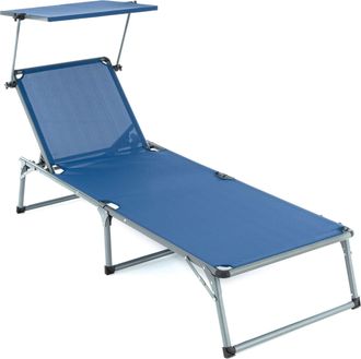 Nexos Sonnenliege XXL Sonnendach 192x66x31 cm Alu Campingliege klappbar (blau)