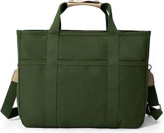 Generic Sac fourre-tout en toile avec compartiments, sac &agrave; bandouli&egrave;re quotidien pour femme (vert fonc&eacute; S) (K)