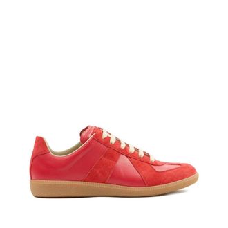 Maison Margiela Homme, Chaussures, Rouge, Taille: 40 EU Baskets Rouge &agrave; Lacets Design Panneaut&eacute;
