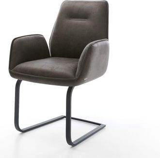 DELIFE Freischwinger Zoa-Flex Mikrofaser Anthrazit Vintage Freischwinger flach Schwarz Taschenfederkern, Esszimmerstühle