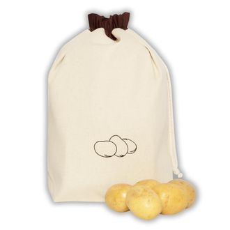 Slowroom Kartoffelsäcke aus Baumwolle - Gemüsebeutel für Kartoffel Aufbewahrung 36 x 37 cm - Praktisch und Schön Kartoffeln Aufbewahren - Schützt Gegen Licht u